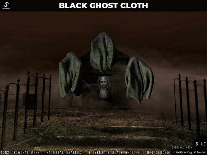 Second Life Marketplace - [satus Inc] Black Ghost Cloth